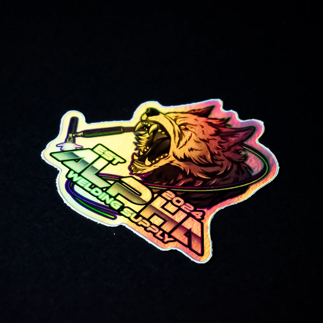 Alpha Wolf Holographic Sticker – Alpha Welding Supply